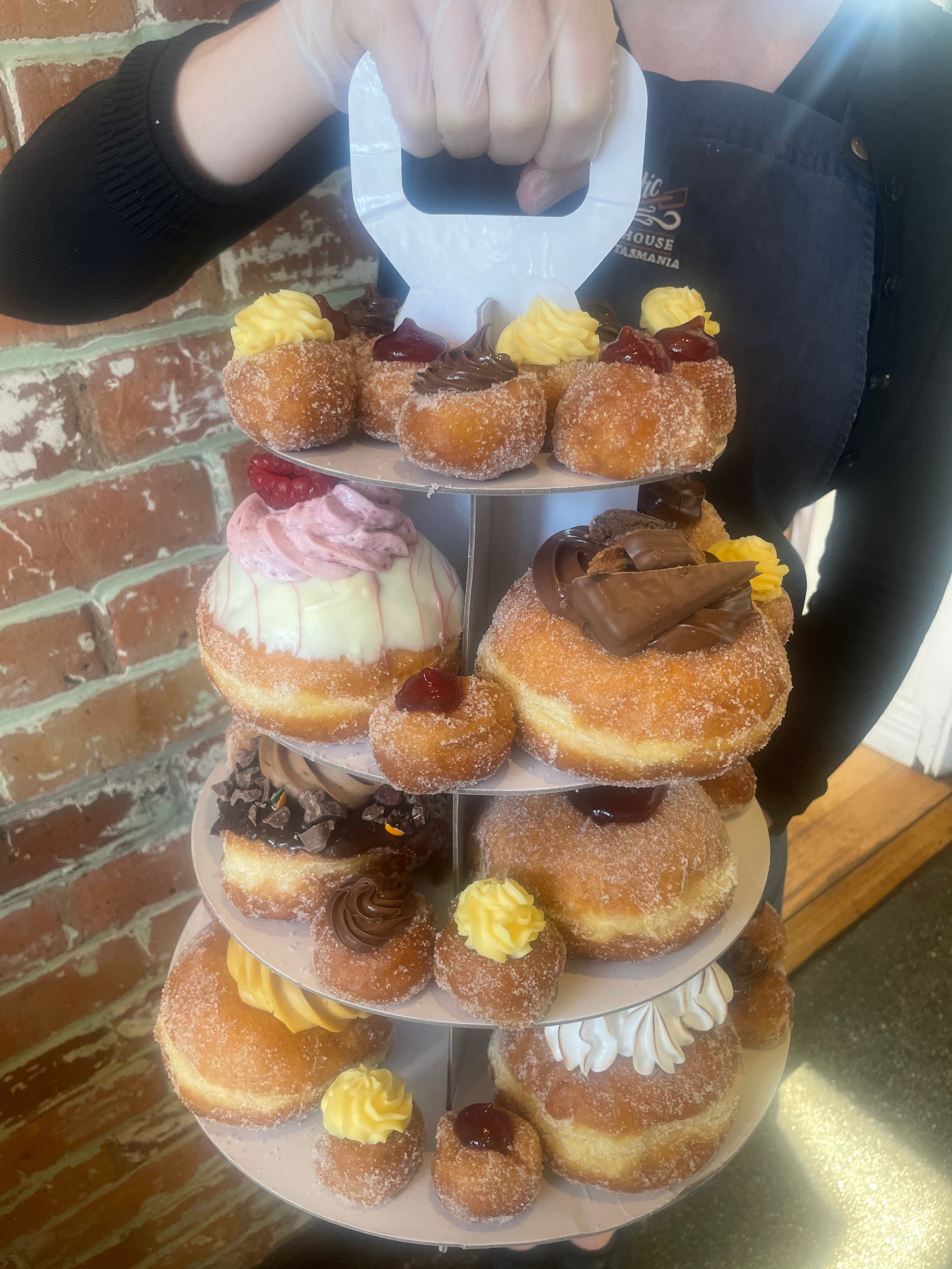Gourmet Doughnuts Tower - White | Rustic Bakehouse